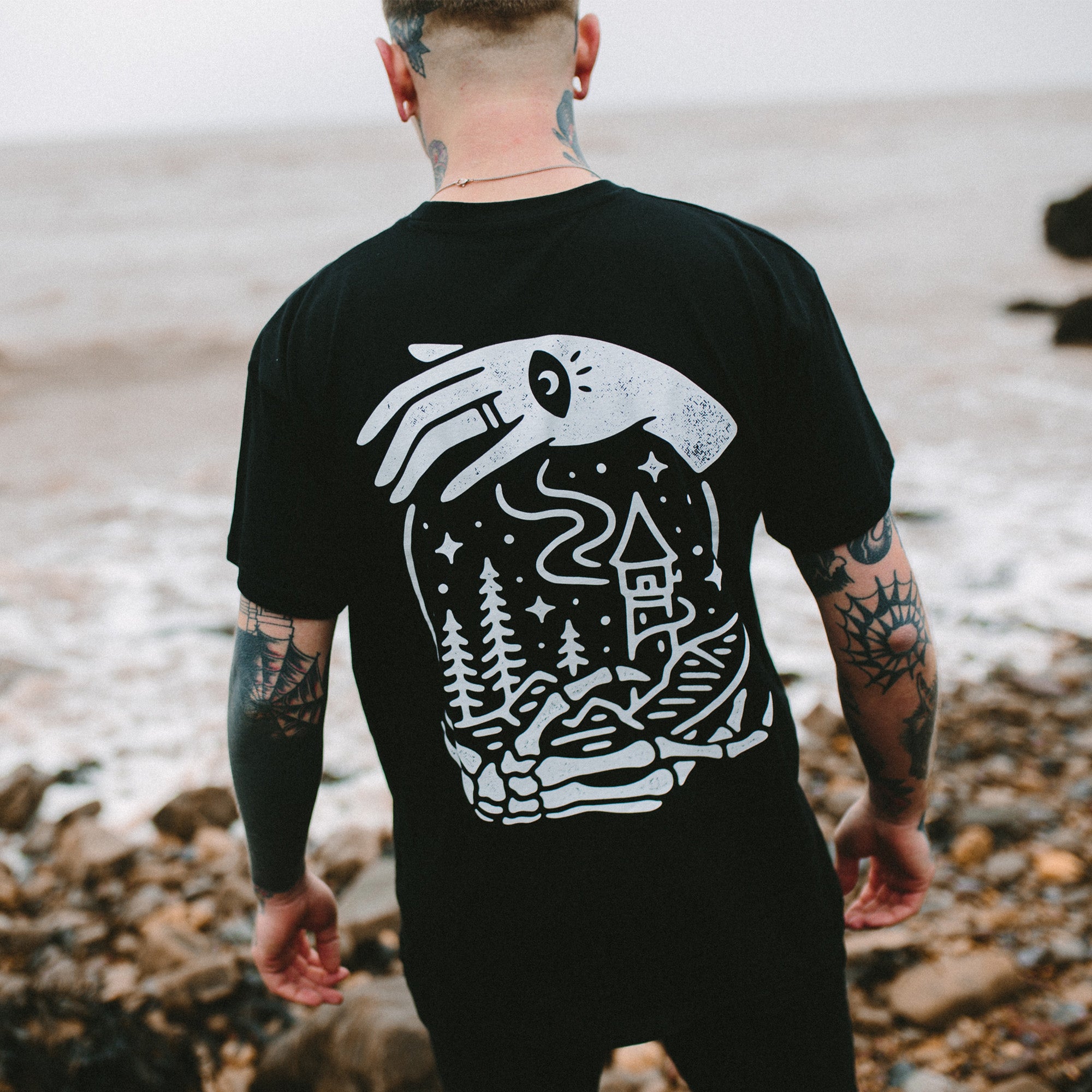 Skele-moon Black T-shirt | Graphic T-shirt | Tattoo Inspired Clothing ...